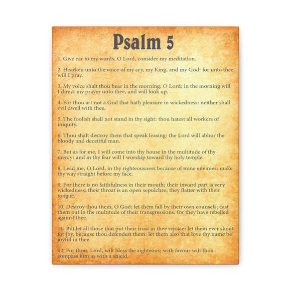 Express Your Love Gifts | Art | Scripture Sign Psalm 5 Chapter Gold Bible Canvas Christian Wall ...